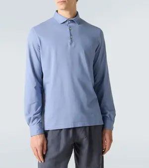 Fedeli Zero Cotton Jersey Polo Shirt - Blue