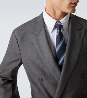 Canali Striped Wool And Silk Standard Neck Tie
