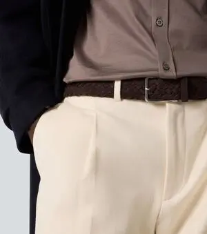 Canali Braided Suede Belt - Brown