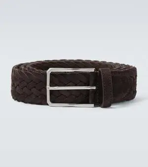 Canali Braided Suede Belt - Brown