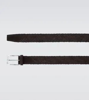 Canali Braided Suede Belt - Brown