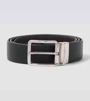 Canali Leather Belt With Silver-tone Hardware - Black