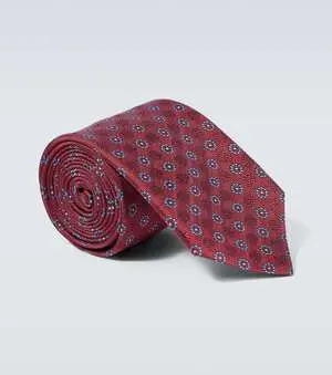 Canali Silk Jacquard Neck Tie Burgundy