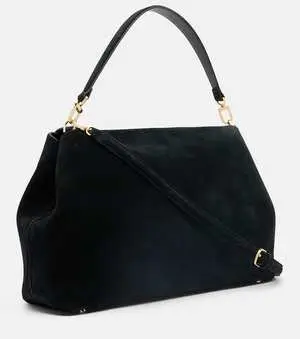 TOTEME T-lock Suede Shoulder Bag - Black