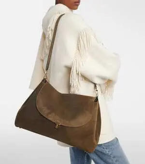 TOTEME T-lock Suede Shoulder Bag - Brown