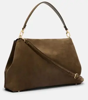 TOTEME T-lock Suede Shoulder Bag - Brown
