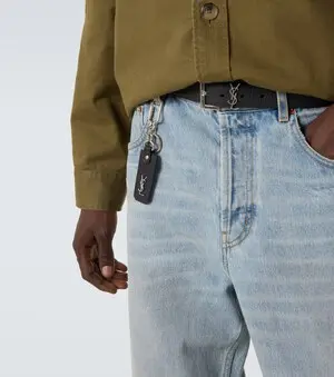 Saint Laurent Cassandre Leather Keychain