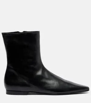 TOTEME Leather Ankle Boots - Black