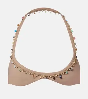 Christopher Esber Beach Quartz Miniscule Embellished Bikini Top - Brown