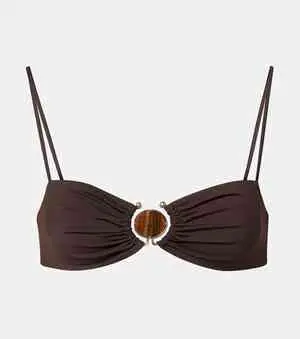 Christopher Esber Embellished Ring-detail Bikini Top - Brown