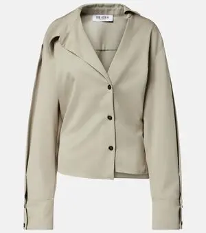 Attico Draped Wool Shirt - Grey