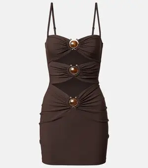 Christopher Esber Cutout Embellished Ring-detail Minidress - Brown