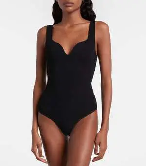 Alaïa Ribbed-knit Bodysuit - Black