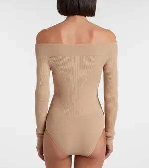 Alaïa Ribbed-knit Off-shoulder Bodysuit