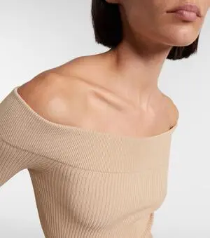 Alaïa Ribbed-knit Off-shoulder Bodysuit