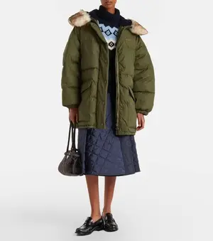 Prada Re-nylon Shearling-trimmed Down Coat