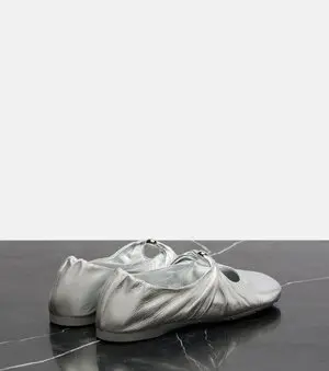 Loewe Pebble Soft Leather Mary Jane Flats - Silver