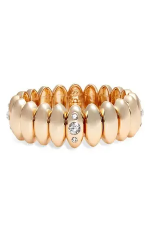 OPEN EDIT Cubic Zirconia Stretch Bracelet - Clear- Gold