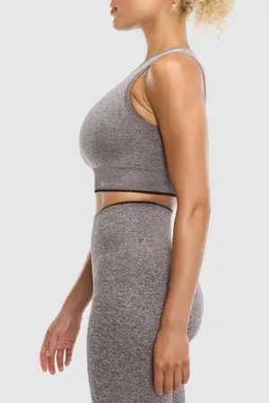 PELOTON Seamless Melange High Neck Bra - Cocoa