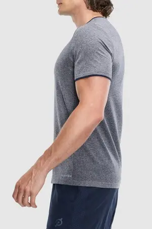 PELOTON Seamless Melange T-shirt With Contrast Detailing - Deep Navy