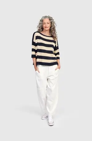 Alembika Twiggy Striped Sweater - Oat/navy