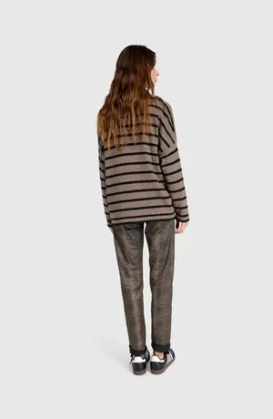 Alembika Surfside Collared Sweater - Latte Stripes