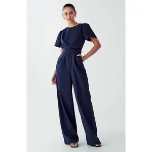 WILLA Riva Wide-leg Jumpsuit - Navy Blue