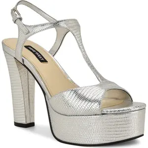 Nine West Naini Ankle Strap Platform Sandal - Silver