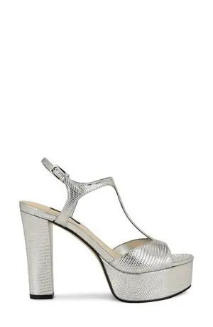 Nine West Naini Ankle Strap Platform Sandal - Silver