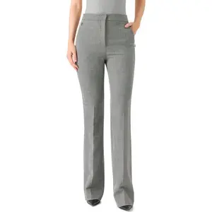 Akris Farida Check Virgin Wool Flare Leg Pants