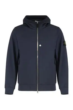 Stone Island Hooded Jacket In Technical Fabric - Blue