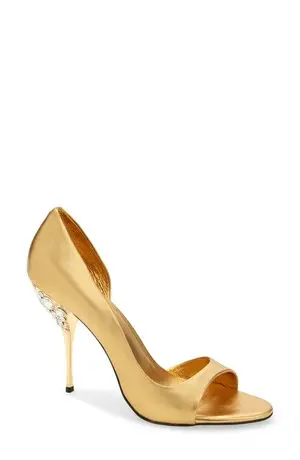 Jeffrey Campbell Alluria Crystal Heel Sandal - Gold Combo