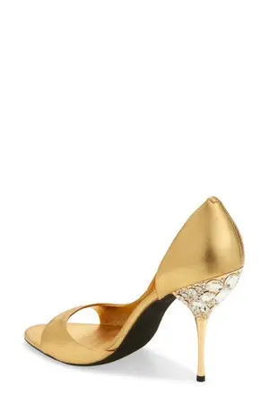 Jeffrey Campbell Alluria Crystal Heel Sandal - Gold Combo