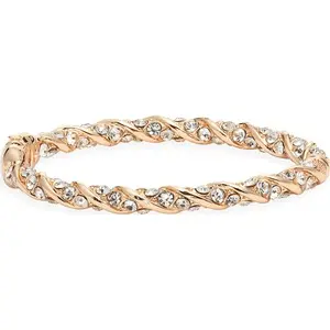 OPEN EDIT Pavé Crystal Hinged Bracelet - Clear- Gold