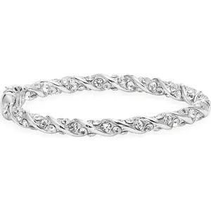OPEN EDIT Pavé Crystal Hinged Bracelet - Clear- Silver
