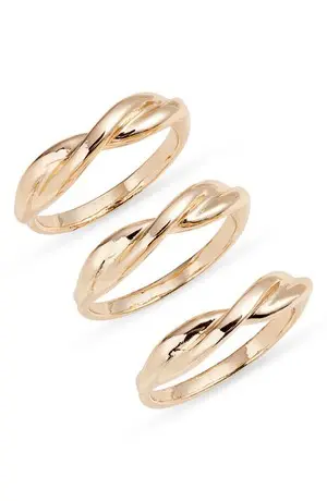 OPEN EDIT Pack Of 3 Twisted Rings - Gold