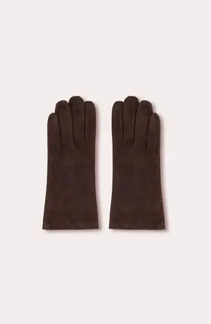 SEYMOURE Grant Cashmere Lined Leather Gloves - Brown Suede