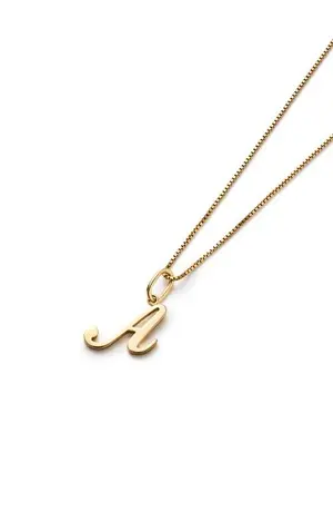 ANA LUISA Solid Yellow Gold Script Letter Pendant Necklace - C