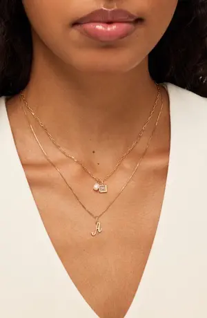 ANA LUISA Solid Yellow Gold Script Letter Pendant Necklace - C