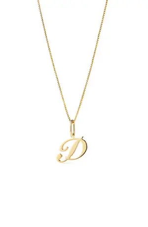ANA LUISA Solid Yellow Gold Script Letter Pendant Necklace D
