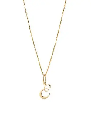 ANA LUISA Solid Yellow Gold Script Letter Pendant Necklace E