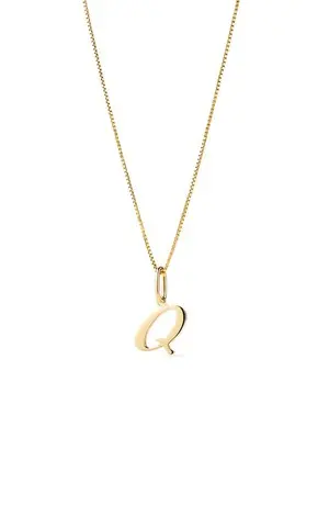 ANA LUISA Solid Yellow Gold Script Letter Pendant Necklace Q