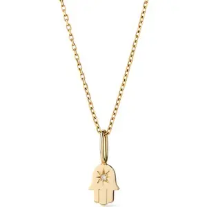 ANA LUISA Solid Yellow Hamsa Necklace With Diamond - Gold