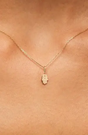 ANA LUISA Solid Yellow Hamsa Necklace With Diamond