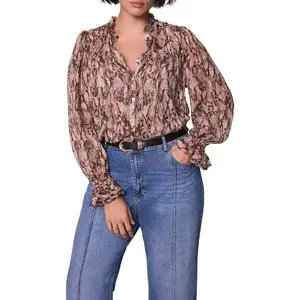 Mint Velvet Snake Print Blouse - Brown