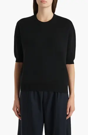 Khaite Faye Short Sleeve Sweater - Black