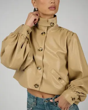 WeWoreWhat Balloon Sleeve Vegan Leather Jacket