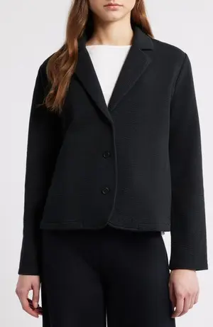 Eileen Fisher Notch-collar Organic Cotton-blend Jacket - Black