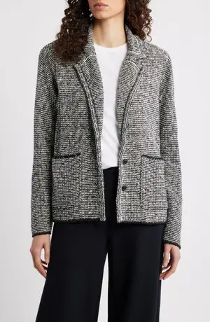 Eileen Fisher Cotton Blend Tweed Jacket