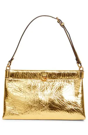 Etro Crinkled Metallic Leather Clutch